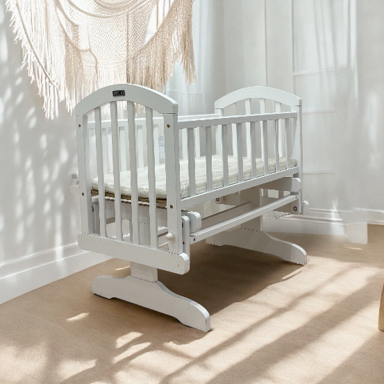 Solid Wood Baby Rocking Cot/Wooden Swing Cradle Cot c/w mattress – Baby Hub